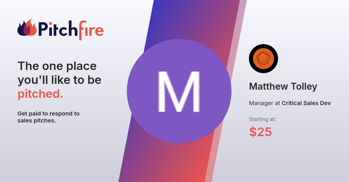 Pitch Matthew Tolley | Pitchfire